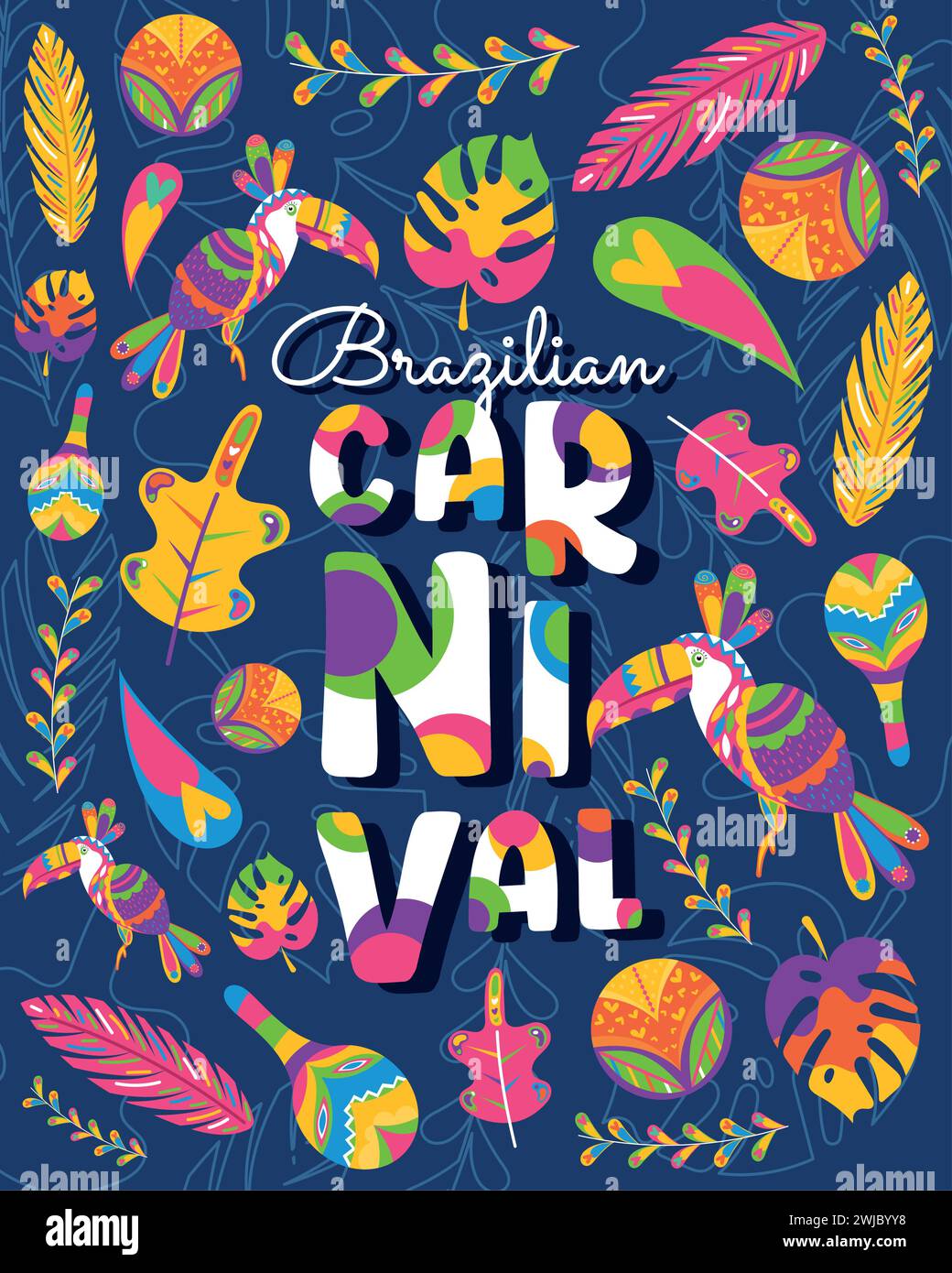Colored brazilian carnival poster Vector Stock Vector Image & Art - Alamy