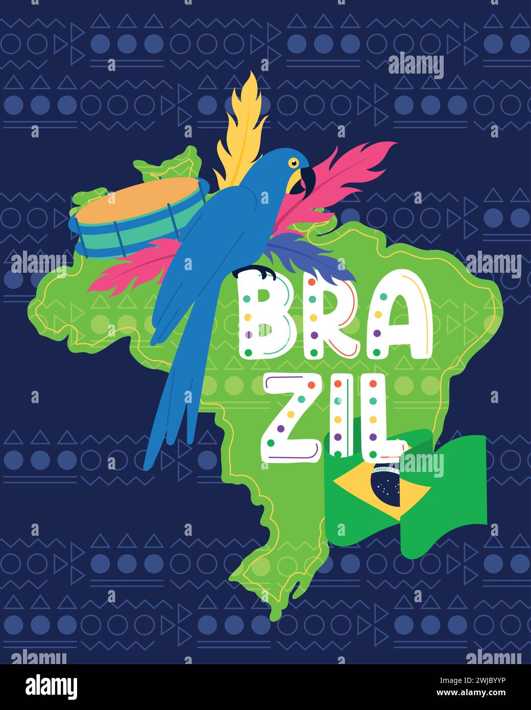 Tropical Brazil poster with map Vector Stock Vector Image & Art - Alamy