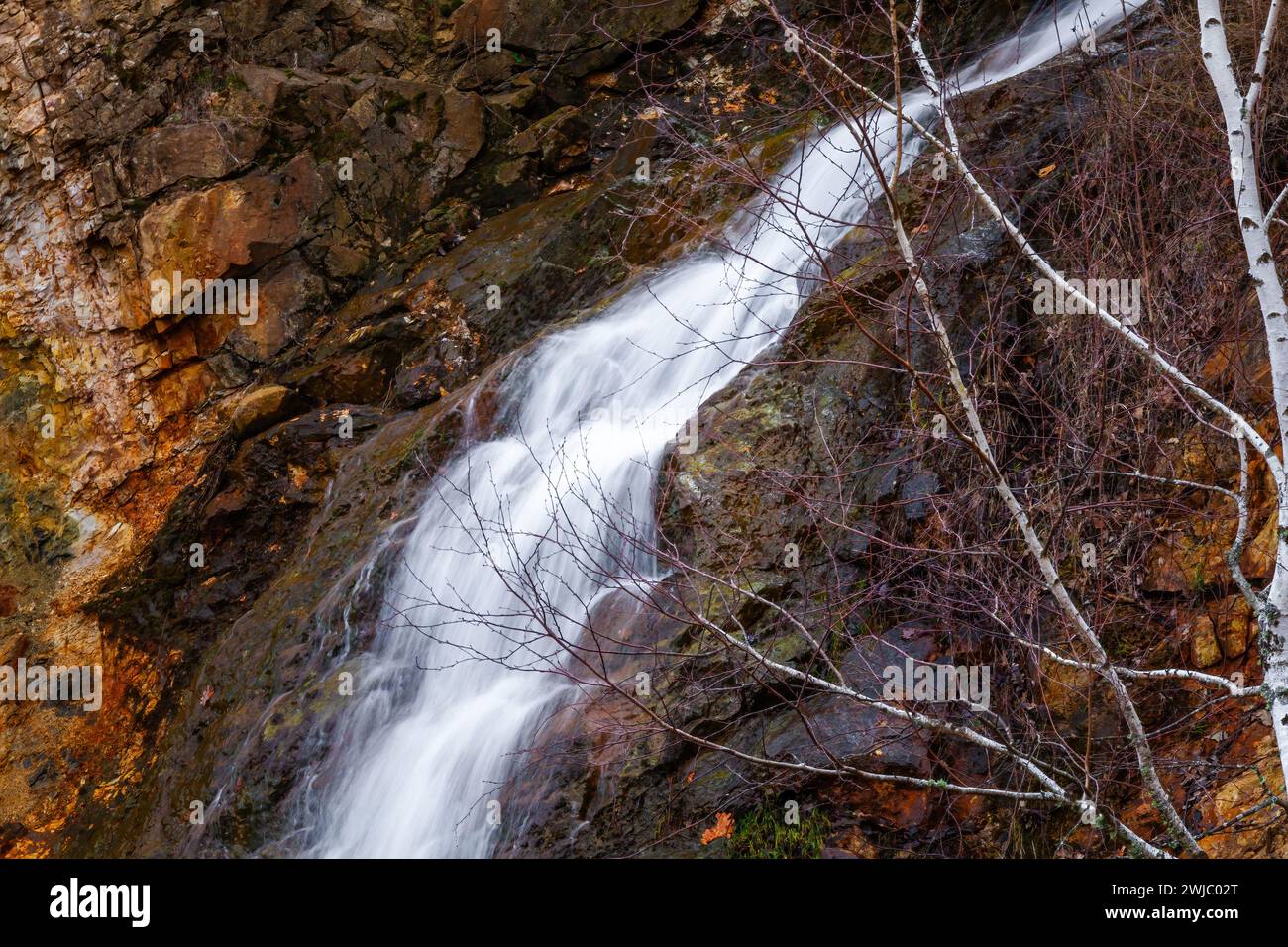 Scenic waterfall in slow motion flow, natural Stock Photo - Alamy