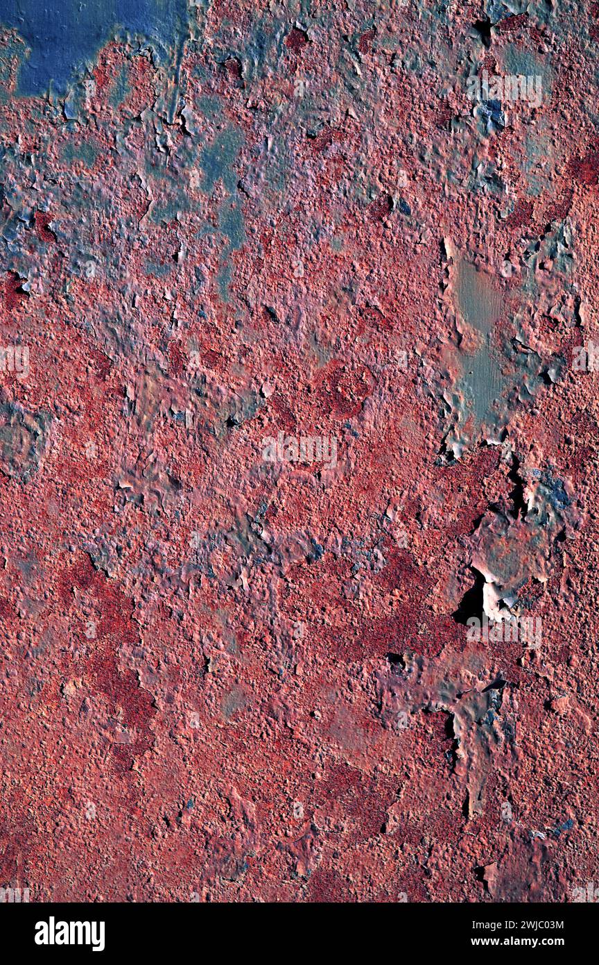 Corroded metal background. Rusted blue painted metal wall. Rusty metal ...