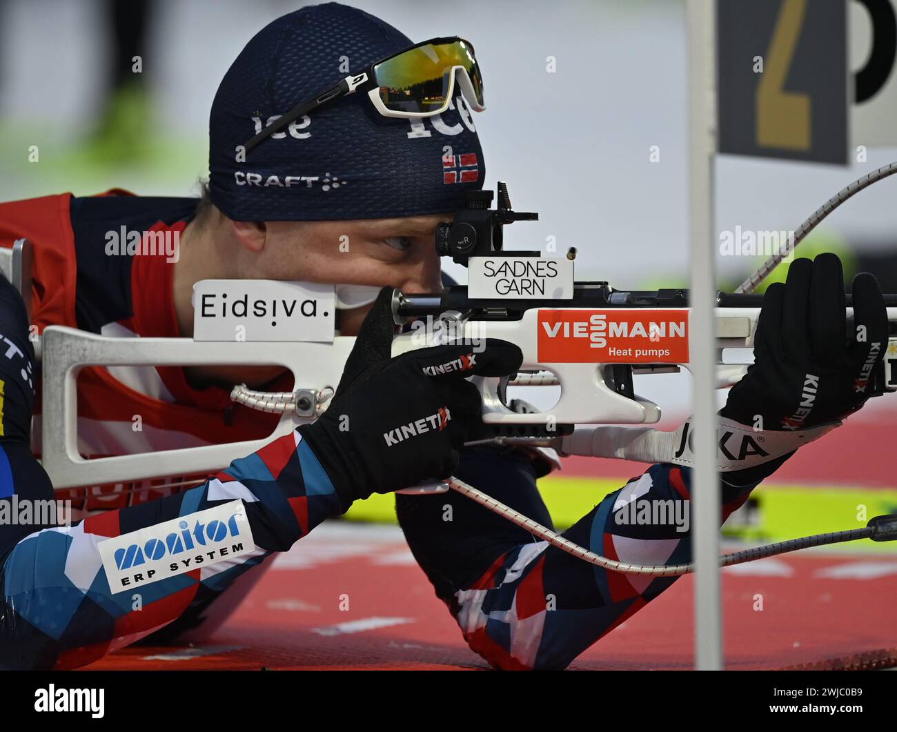 Norwegian Tarjei Bo in action during the Men's individual race - 20 km ...