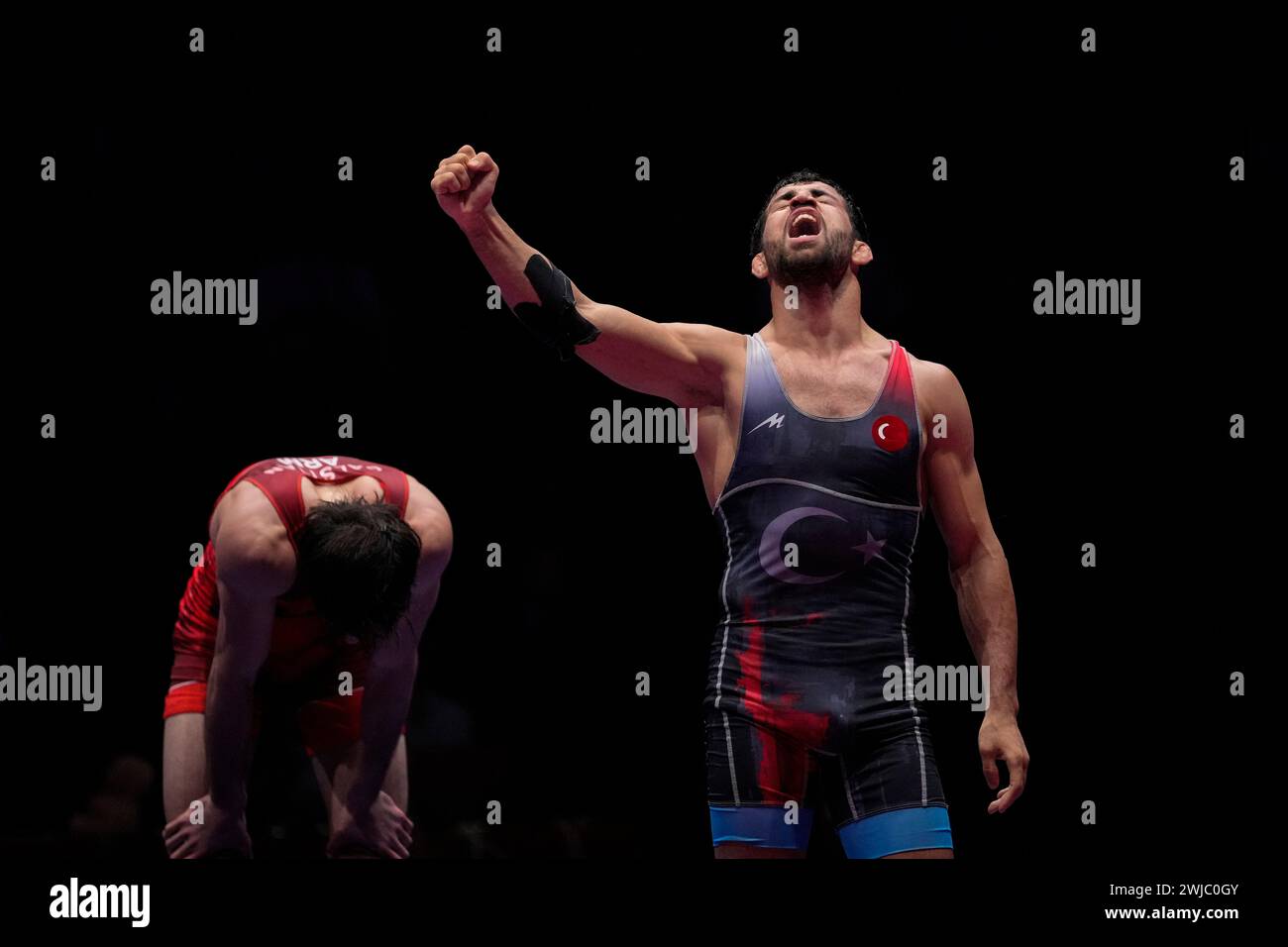 Turkey's Murat Firat, right, celebrates after defeating Armenia's ...