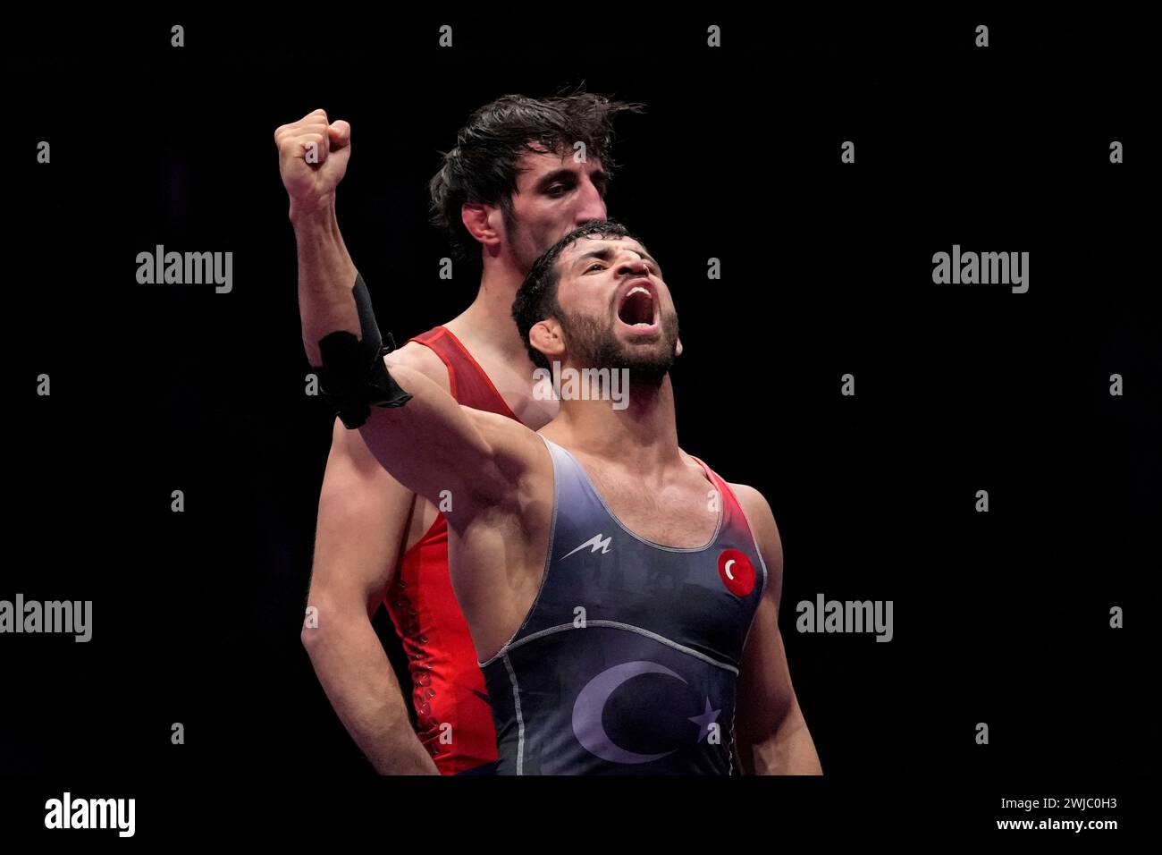 Turkey's Murat Firat, right, celebrates after defeating Armenia's ...