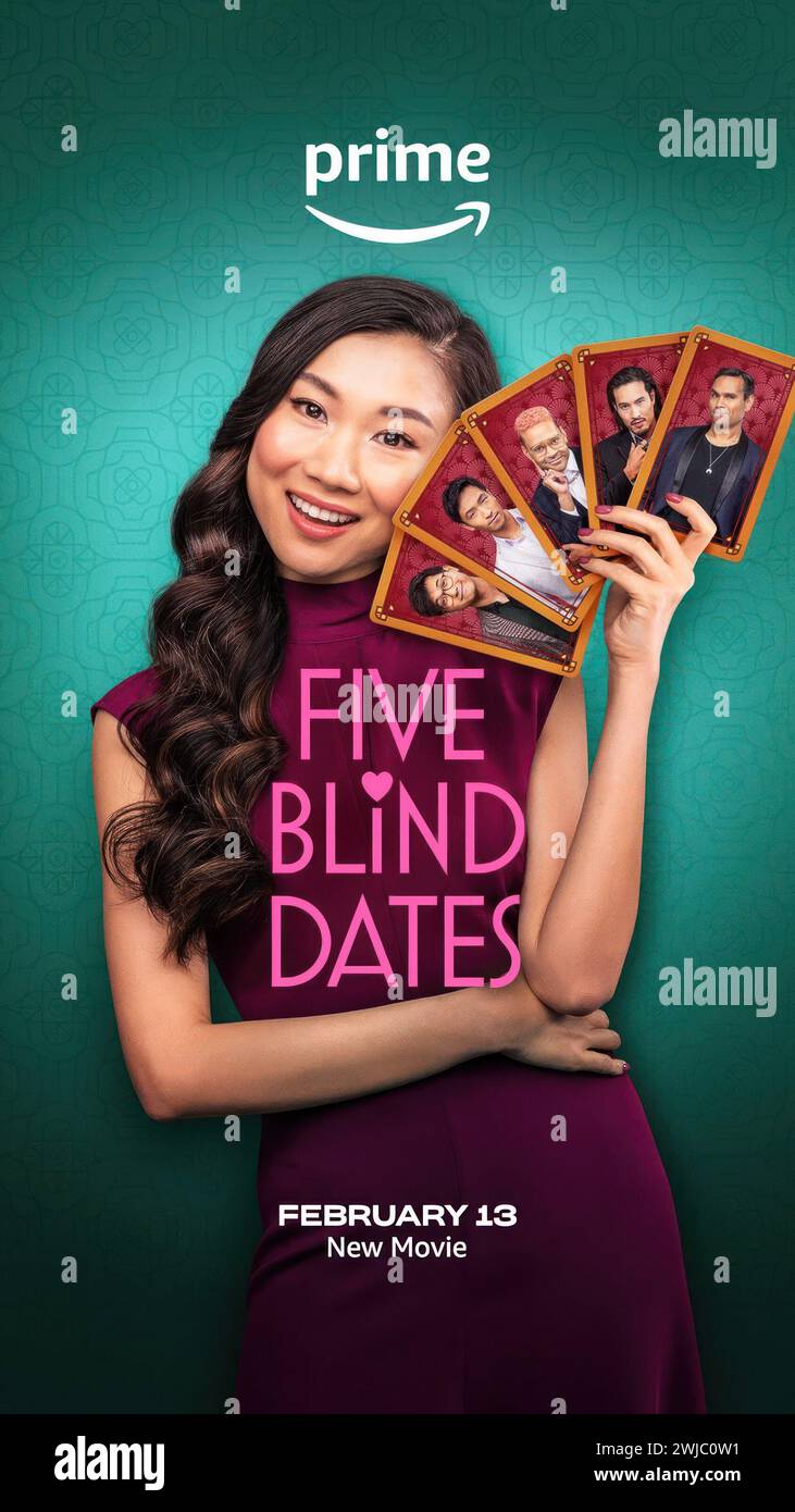 FIVE BLIND DATES, poster, Shuang Hu (center), in cards from left: Jon ...