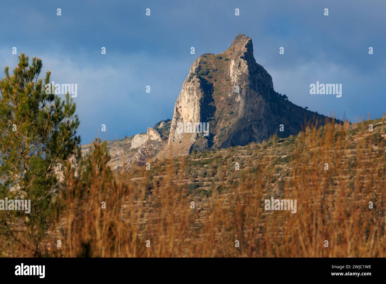 Landscape with clouds from the top of El Benicadell mountain seen from ...