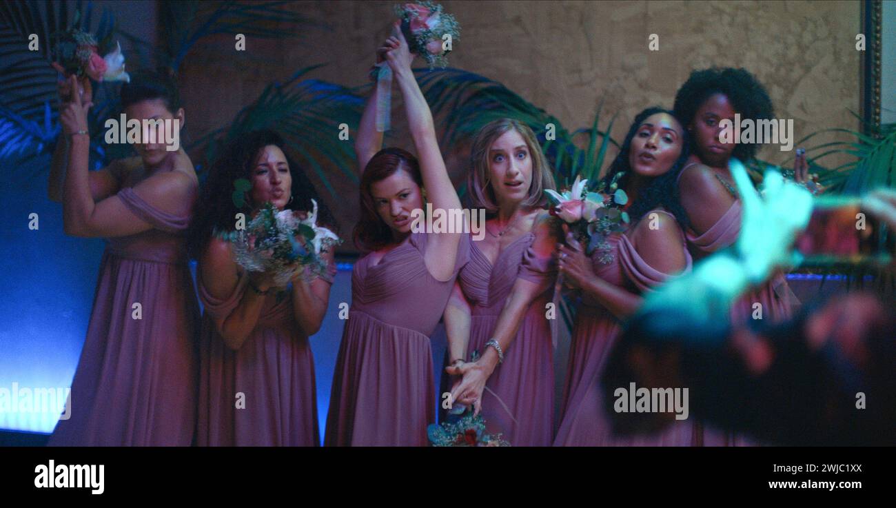 SCRAMBLED, Narmar Hanna (second from left), Leah McKendrick (center left), Hilary Curwen (center ...