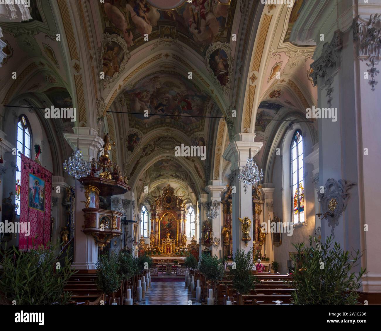 church Basilika St. Michael, nave Absam Region Hall-Wattens Tirol ...