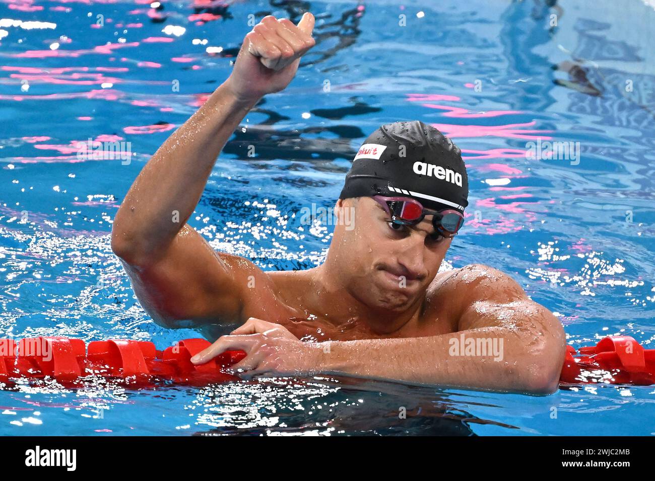 Alberto Razzetti of Italy reacts after competing in the 200m Butterfly ...