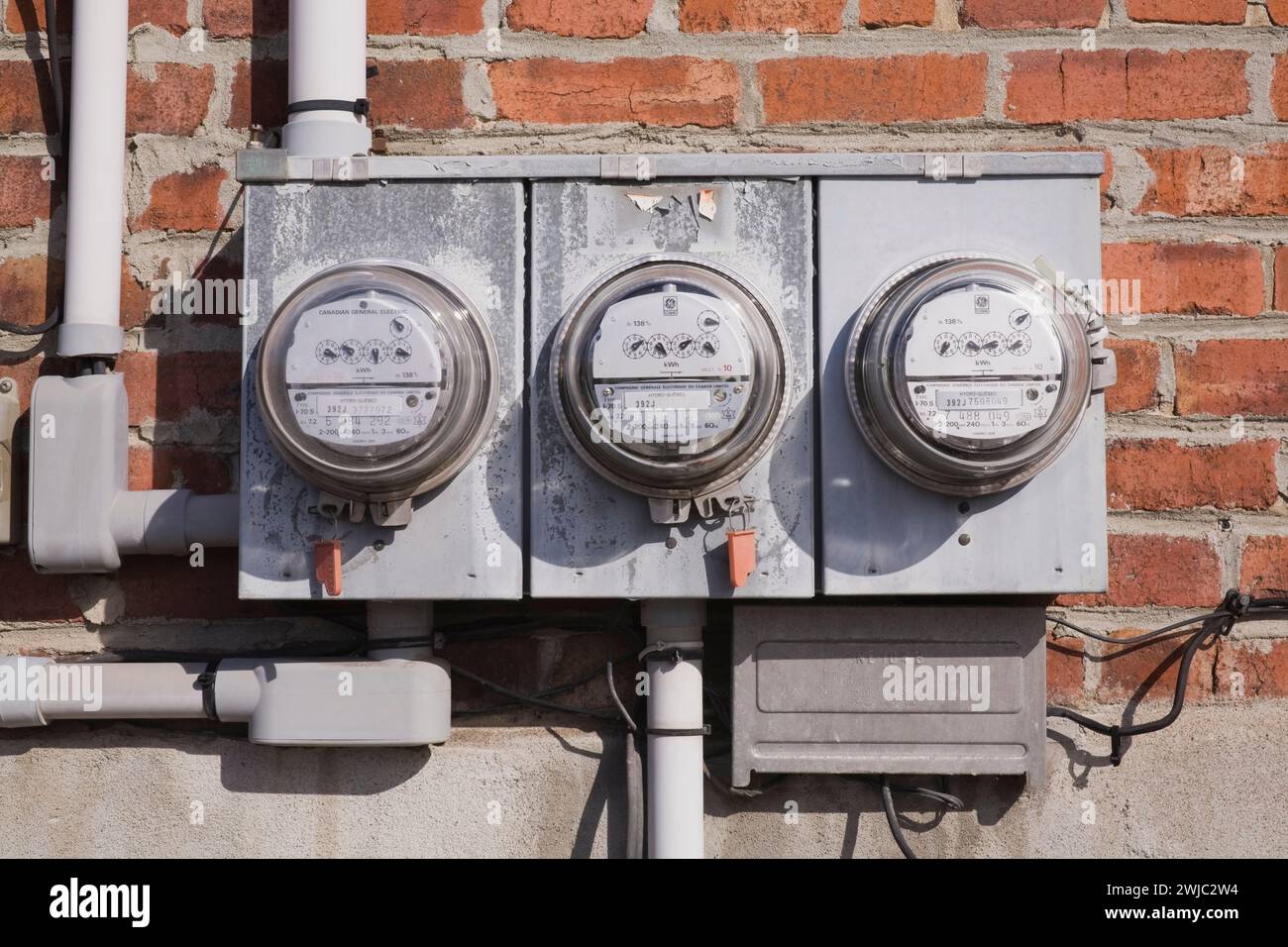 Hydro Quebec analog hydro electricity consumption meters on exterior ...