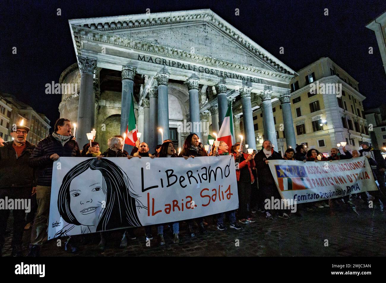 Roma, Italia. 14th Feb, 2024. Foto Roberto Monaldo/LaPresse14-02-2024 Roma Politica Fiaccolata ...