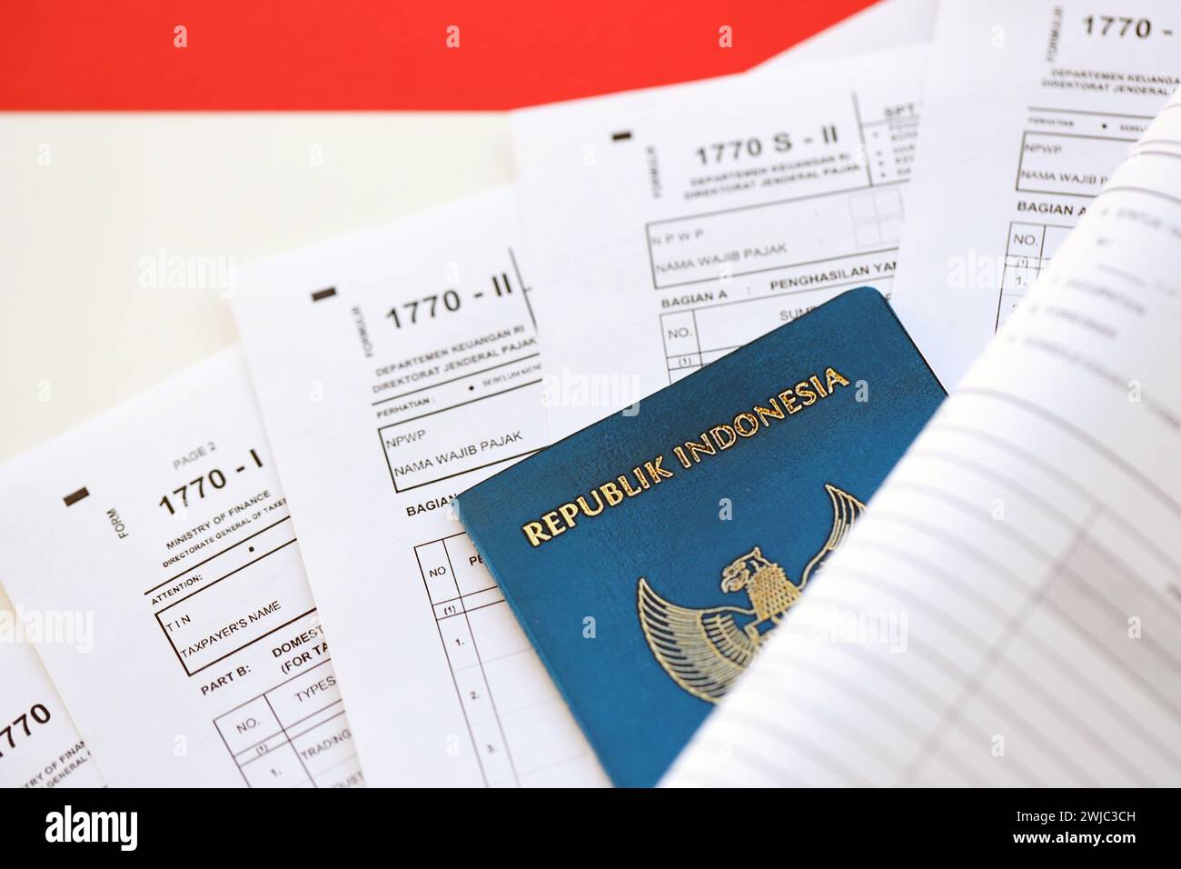 Indonesian tax forms 1770 Individual Income Tax Return and passport on ...