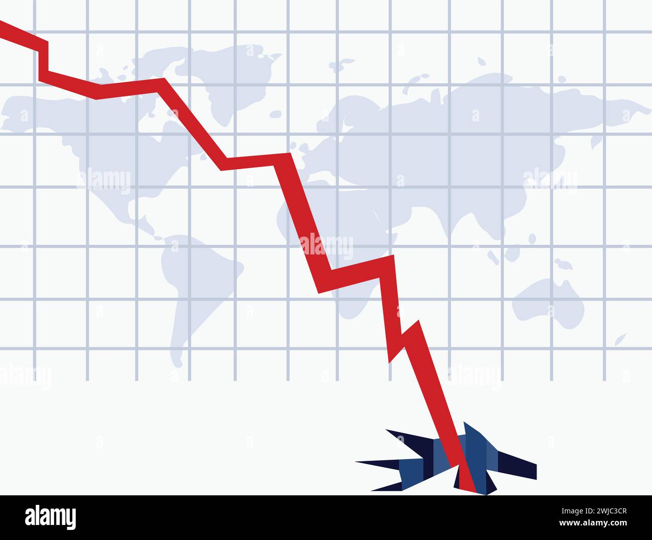 Stock market crashing down arrow and falling from graph breaking ... Stock market crashing down arrow and falling from graph breaking ...