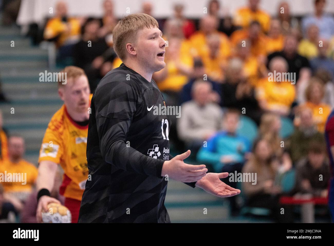 Emil Nielsen in Barcelona's goal during the Champions League handball ...