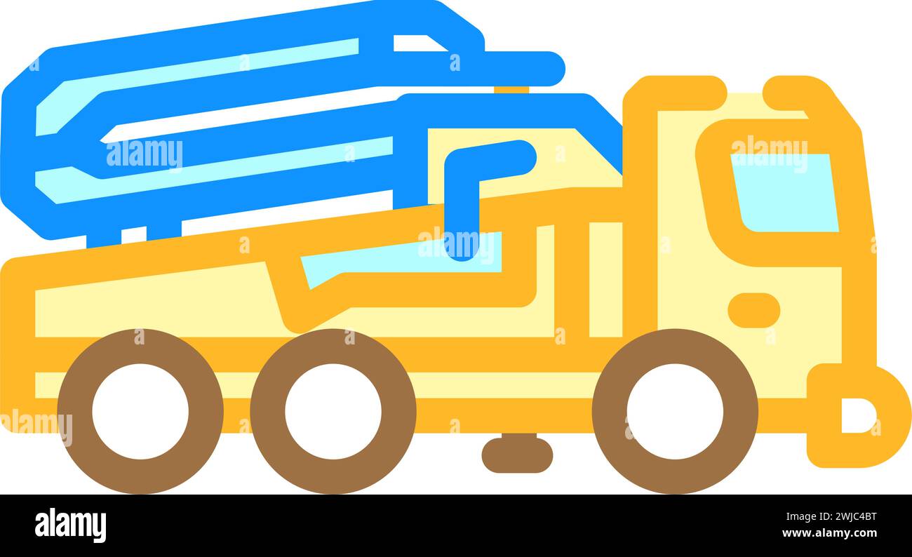 concrete pump construction vehicle color icon vector illustration Stock ...