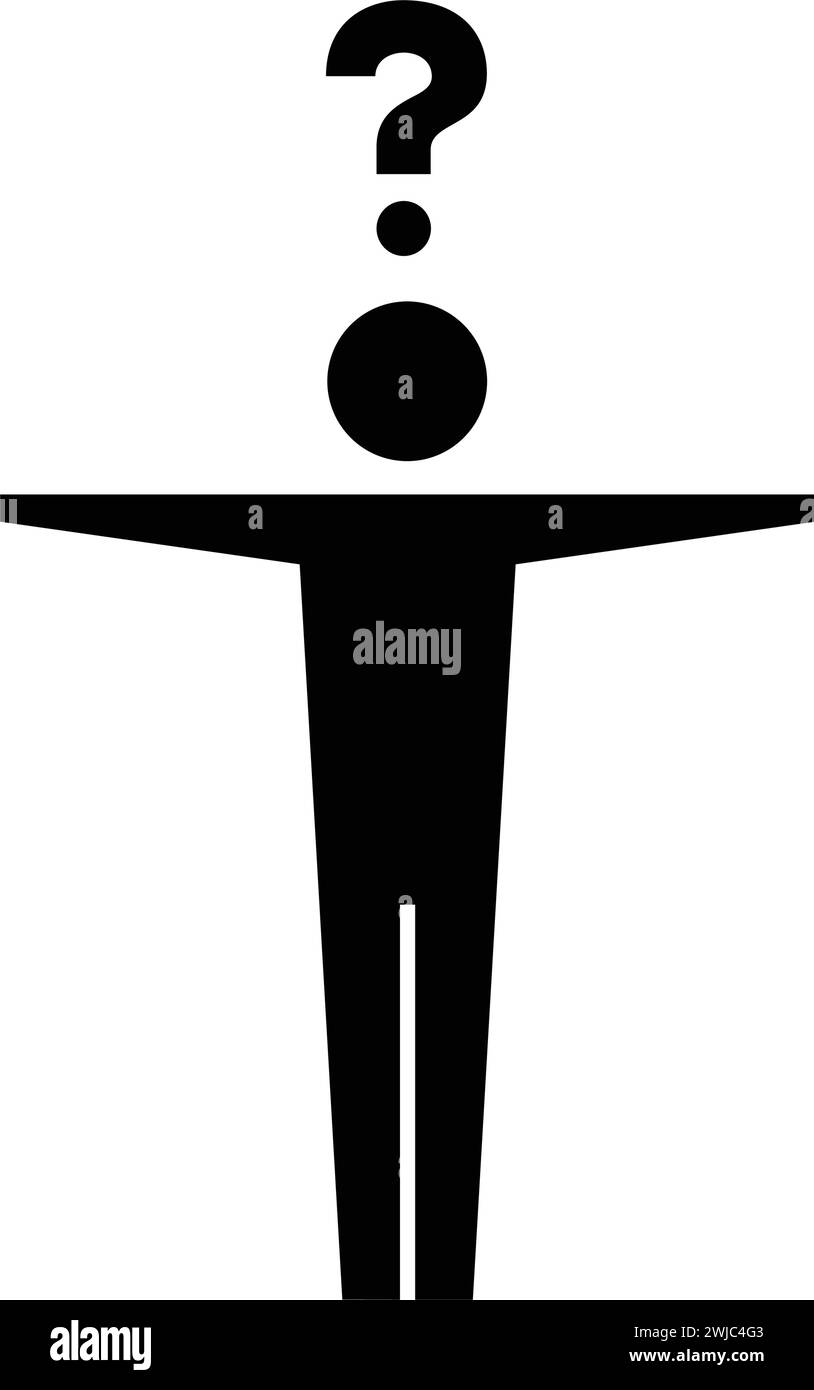 Person with question mark icon, male vector sign for faq, help, ask and ...