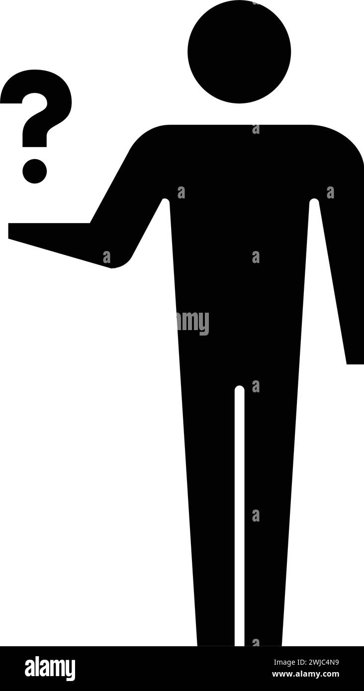 Person with question mark icon, male vector sign for faq, help, ask and ...