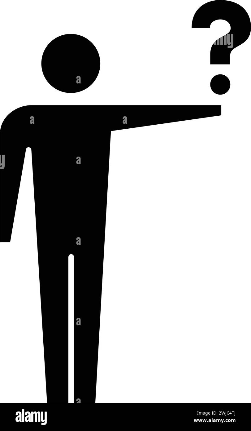 Person with question mark icon, male vector sign for faq, help, ask and ...
