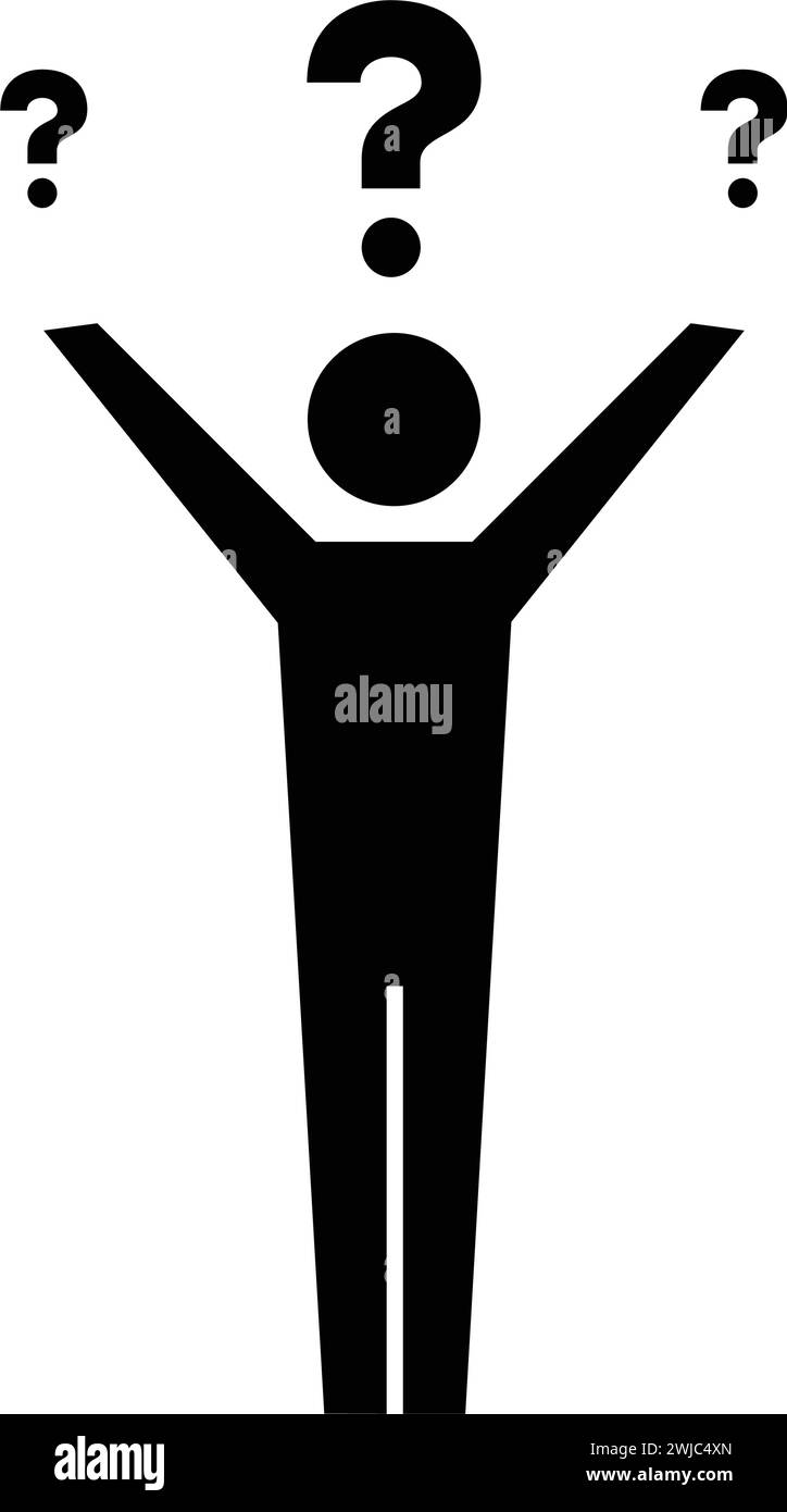 Person with question mark icon, male vector sign for faq, help, ask and ...