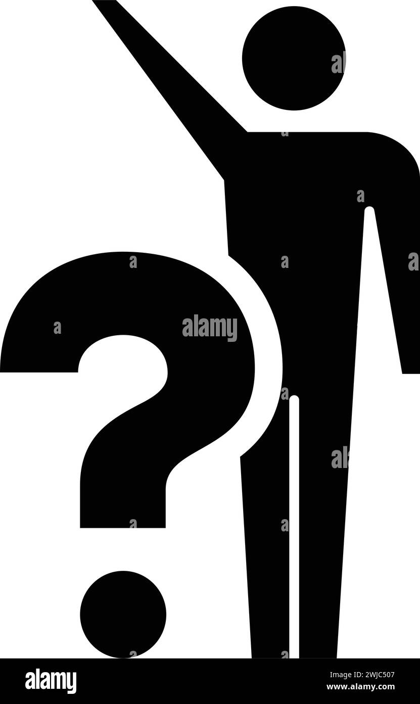 Person with question mark icon, male vector sign for faq, help, ask and ...