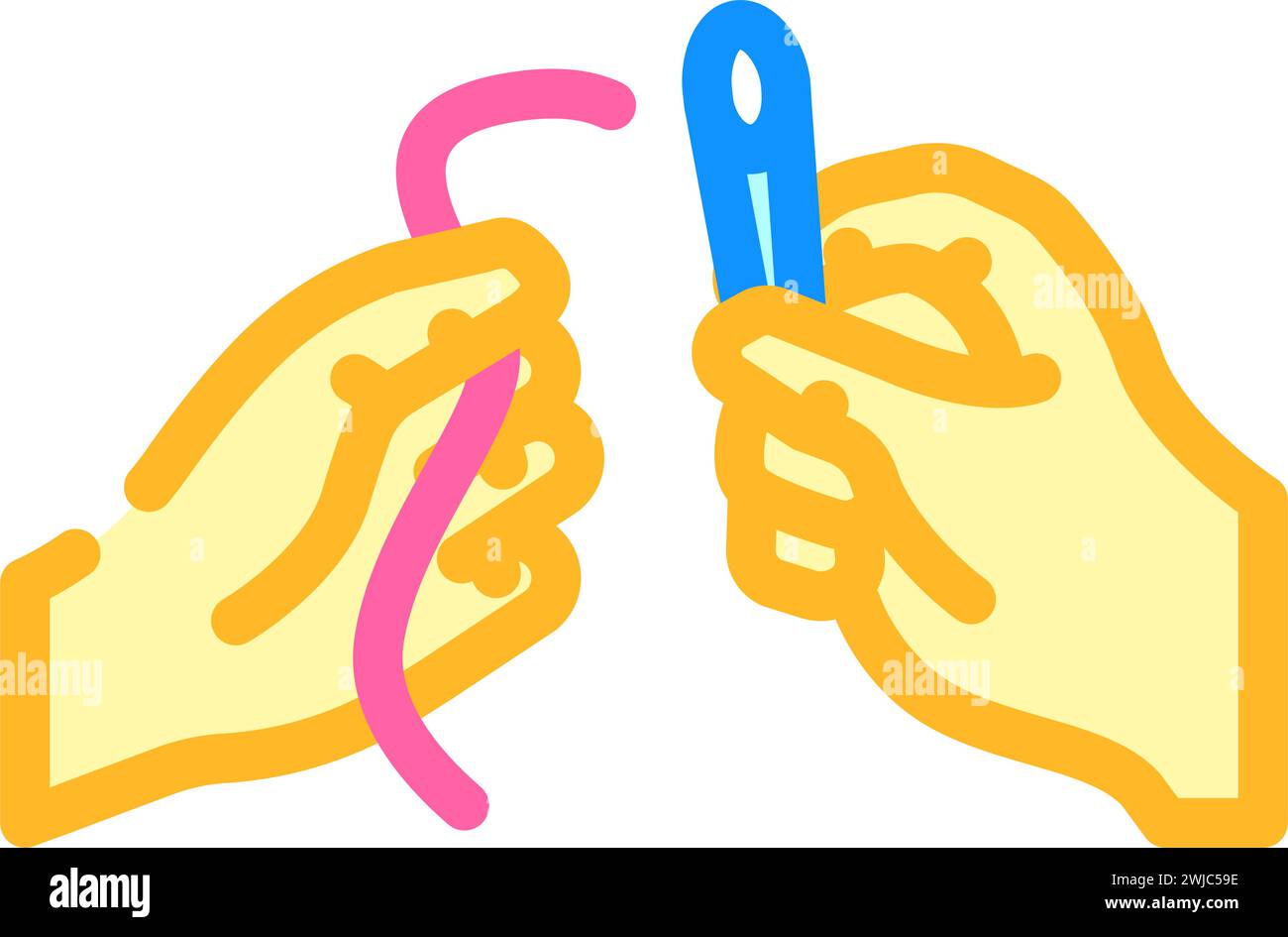 insert thread into needle color icon vector illustration Stock Vector ...