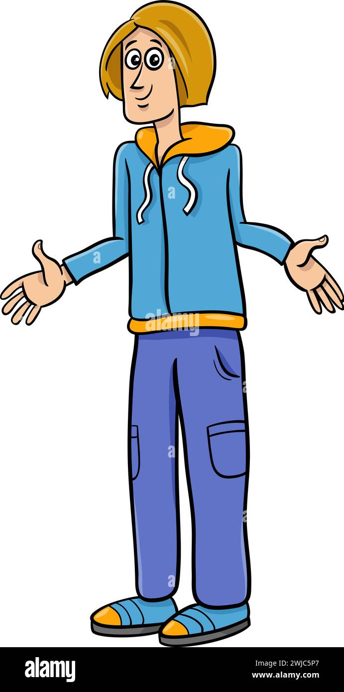 Cartoon illustration of funny young man or guy comic character Stock ...