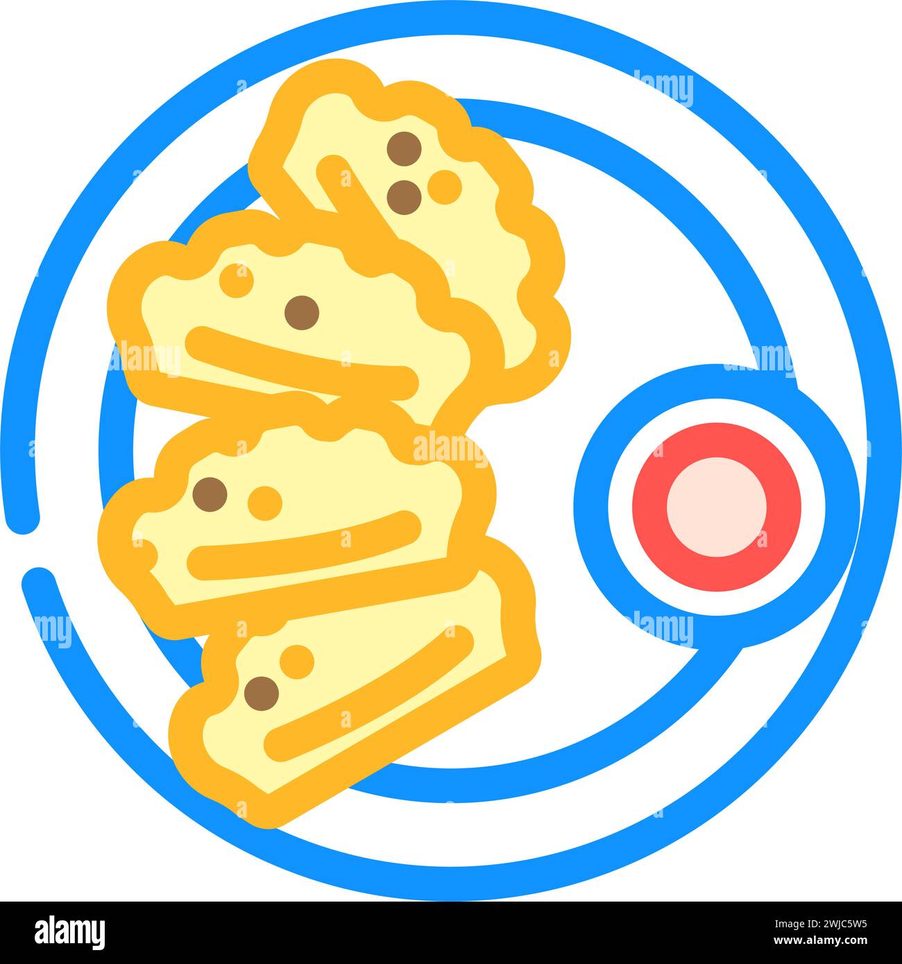 mandu dumplings korean cuisine color icon vector illustration Stock ...