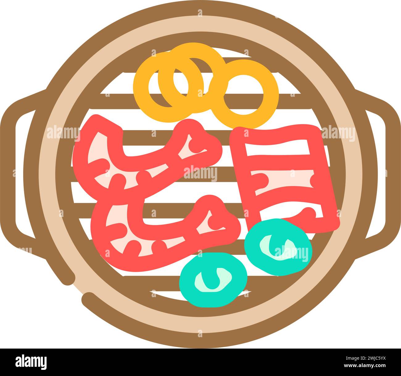 korean bbq grill cuisine color icon vector illustration Stock Vector ...
