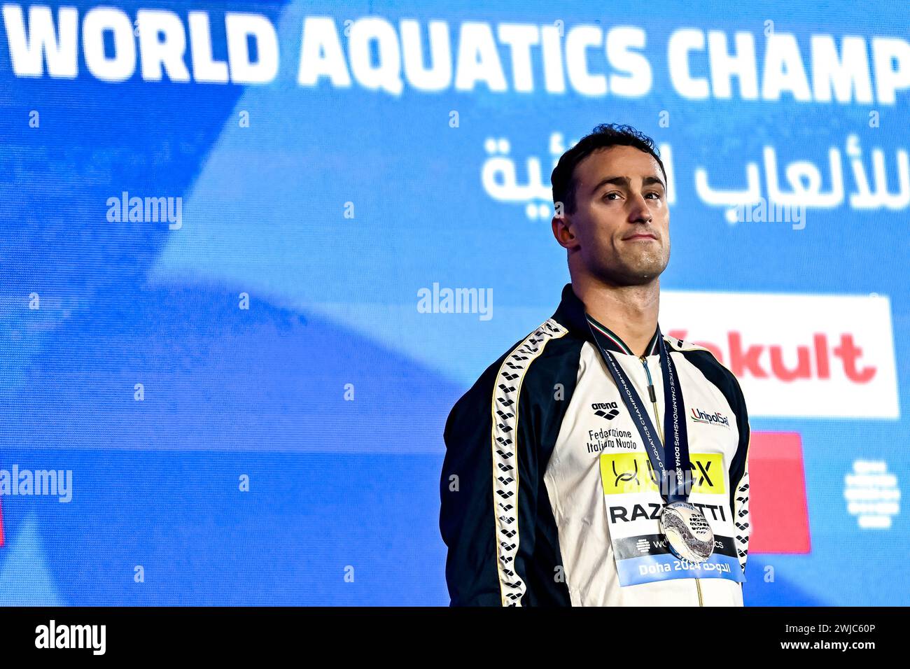 Doha, Qatar. 14th Feb, 2024. Alberto Razzetti of Italy stands with the ...
