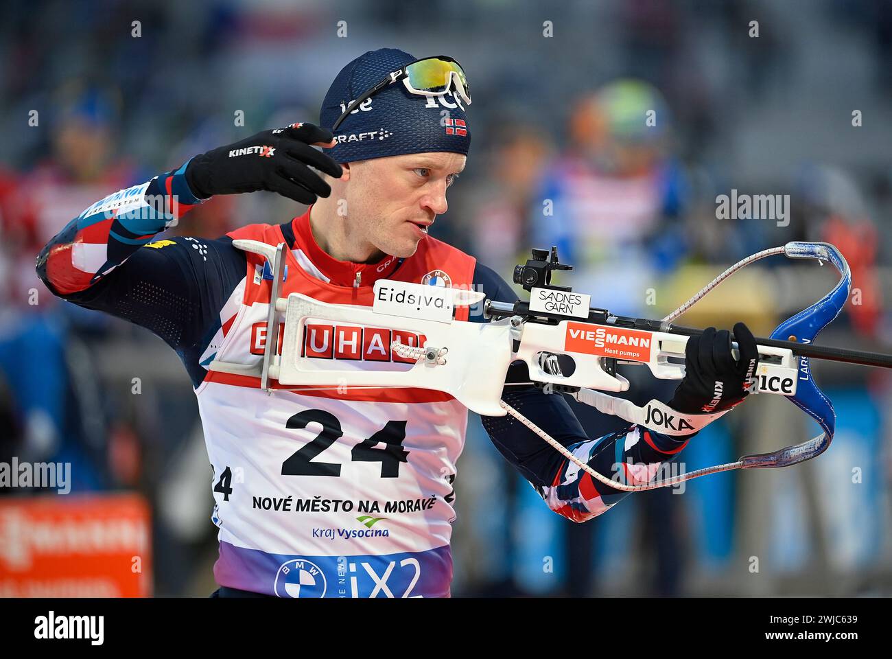 Norwegian Tarjei Bo in action during the Men's individual race - 20 km ...