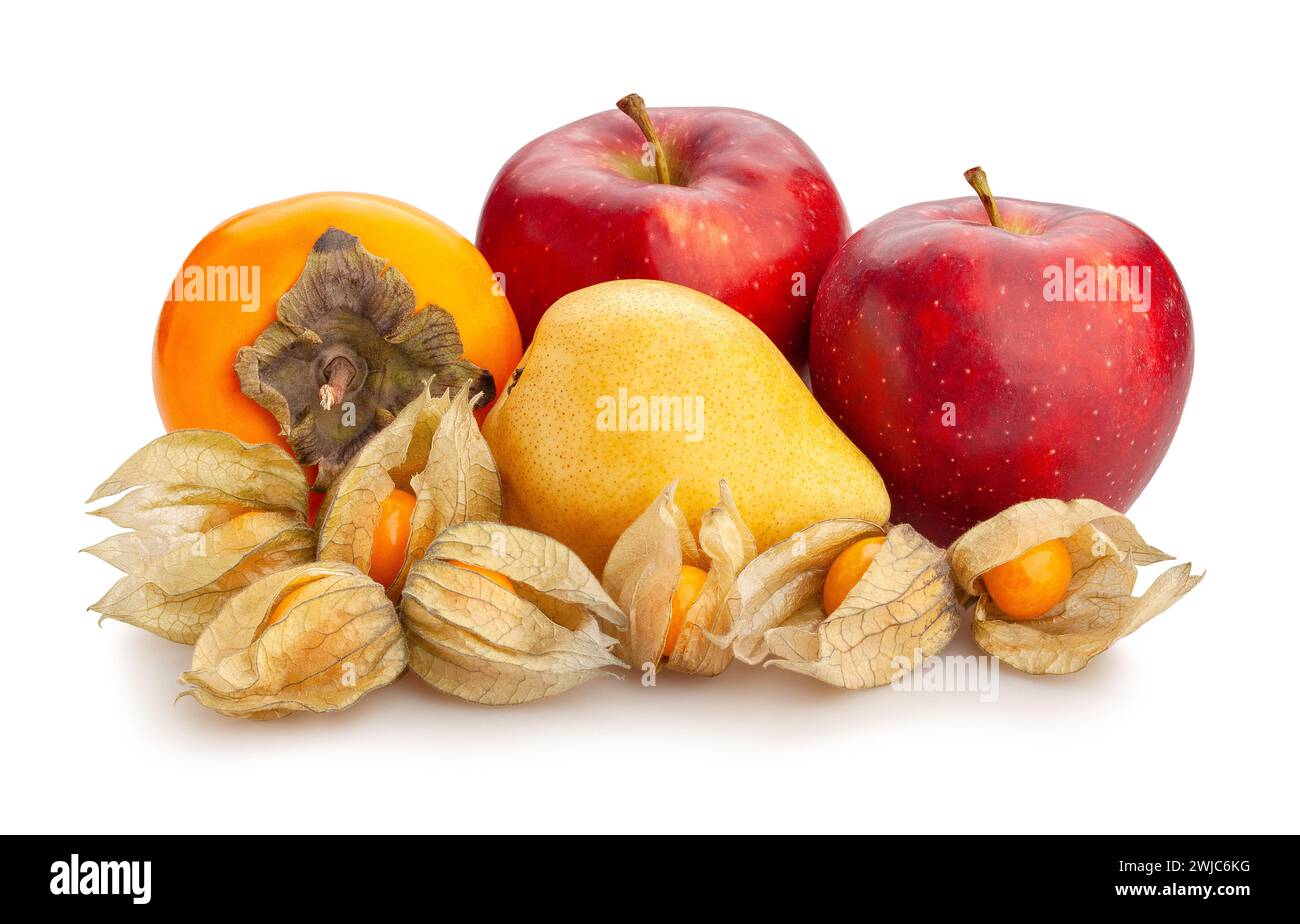 fruit mix path isolated on white Stock Photo - Alamy