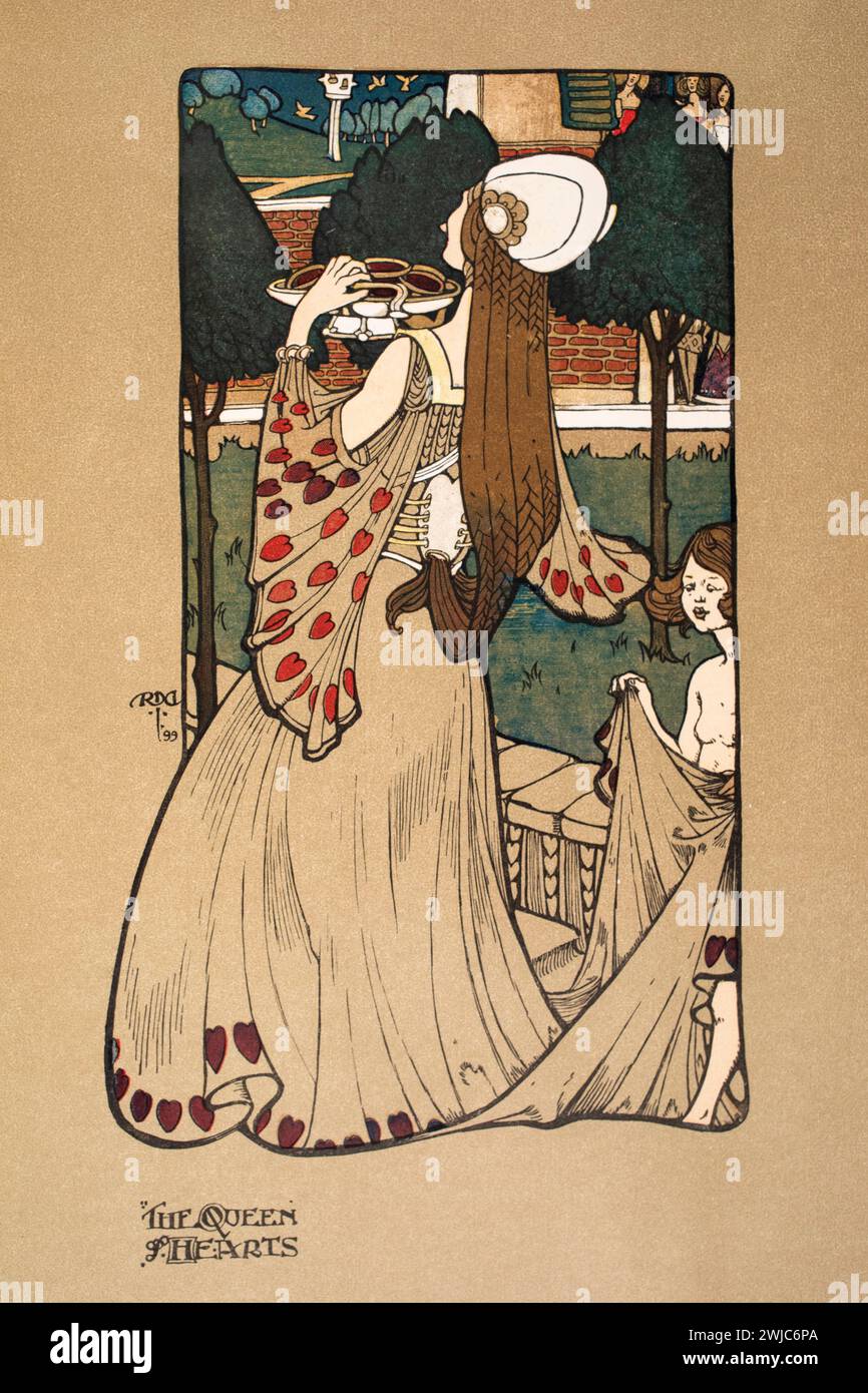 1901 The Queen of Hearts, early colour halftone reproduction of water ...