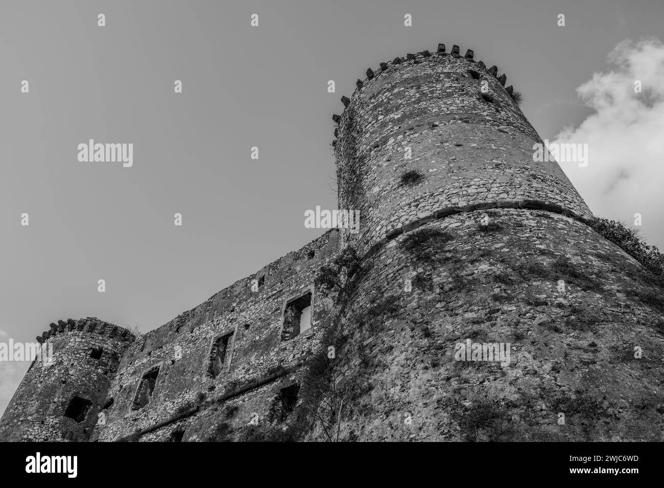 The Avalos castle of Vairano Patenora is a square-shaped building with ...