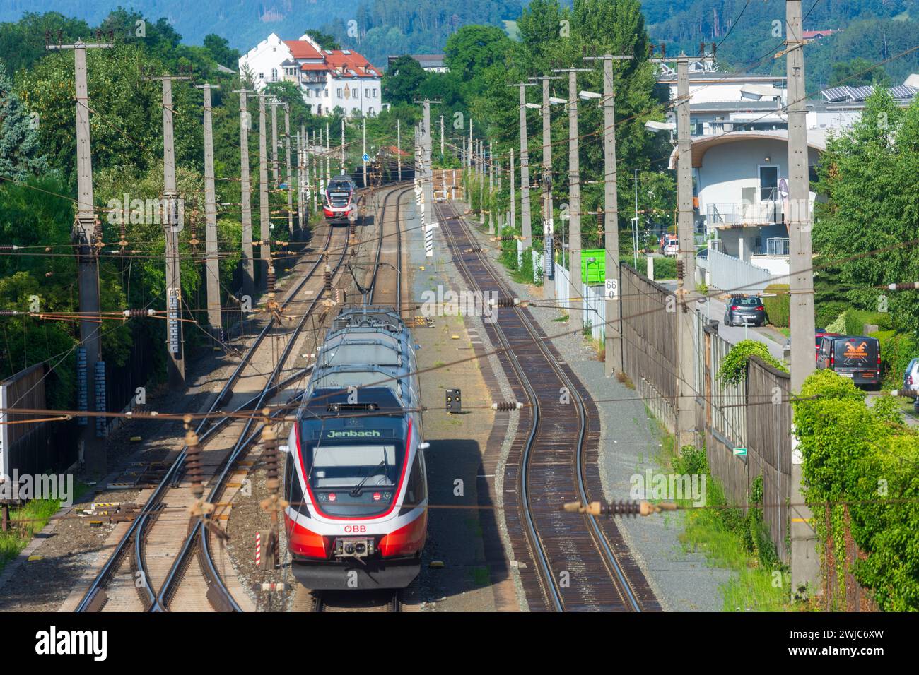 Hall in Tirol: railway line Kufstein–Innsbruck (Unterinntalbahn), local ...