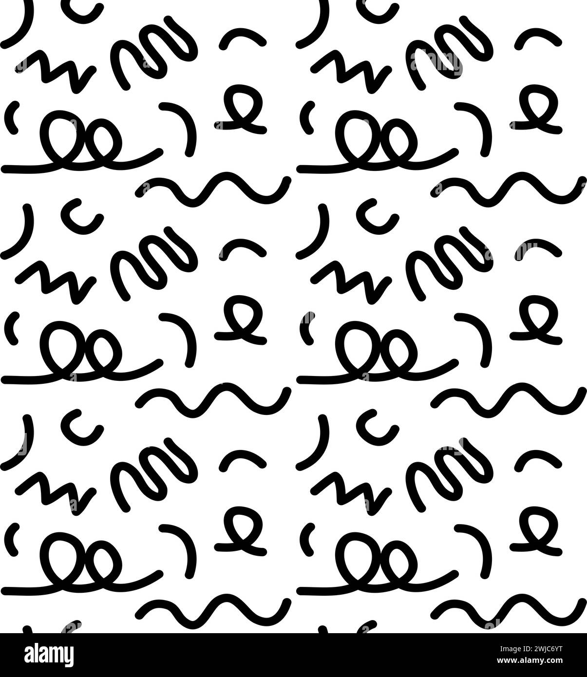 Vector seamless pattern of abstract lines isolated on white background ...