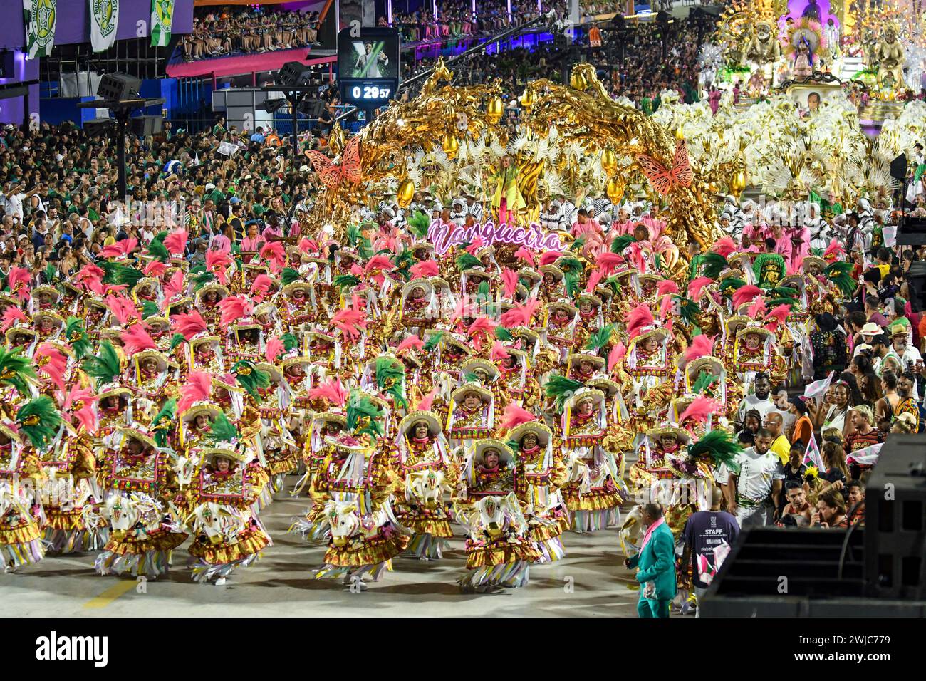 Rio, Brazil - february 12, 2024: Parades of the samba schools Mangueira ...