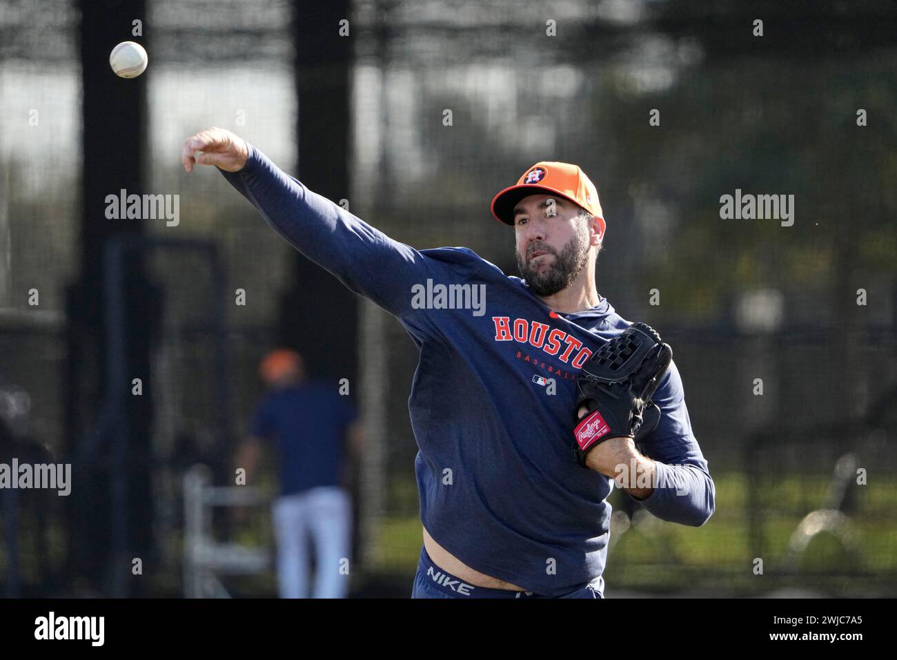 Houston Astros pitcher Justin Verlander throws during a spring training ...
