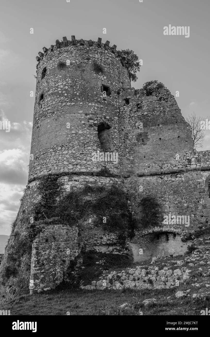 The Avalos castle of Vairano Patenora is a square-shaped building with ...