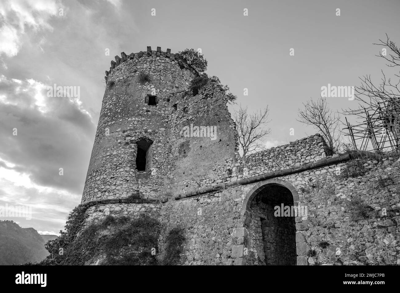 The Avalos castle of Vairano Patenora is a square-shaped building with ...