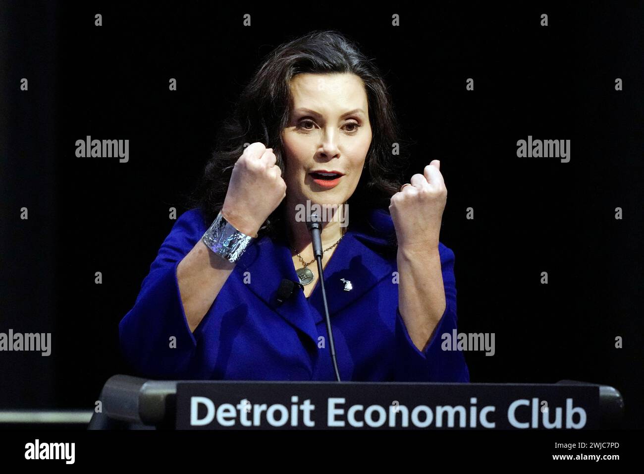 Gov. Gretchen Whitmer participates in a discussion with U.S. Treasury ...