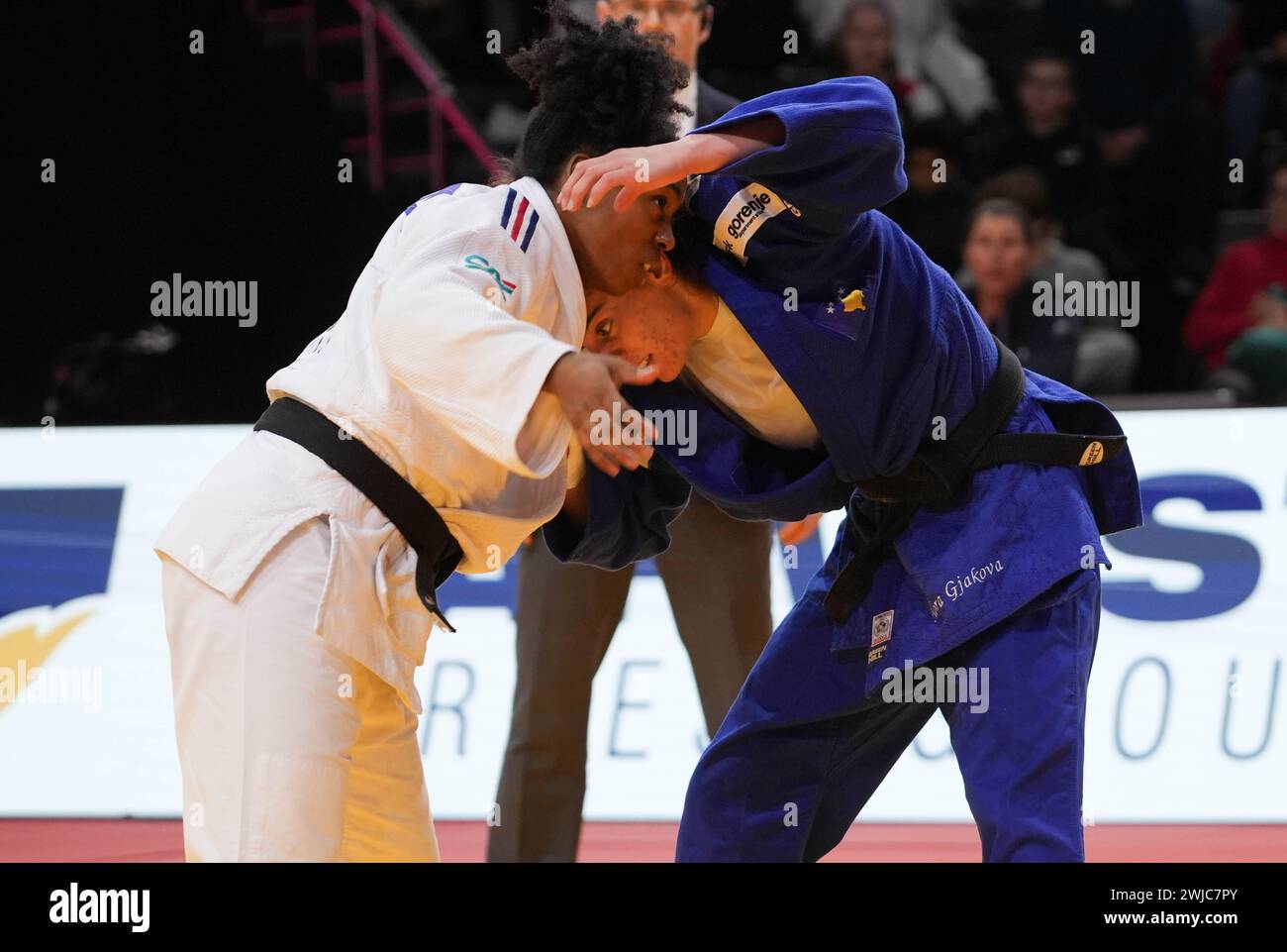 CYSIQUE SARAH LEONIE and GJAKOVA NORA of KOSOVO during the Paris Grand Slam 2024, IJF Judo event ...