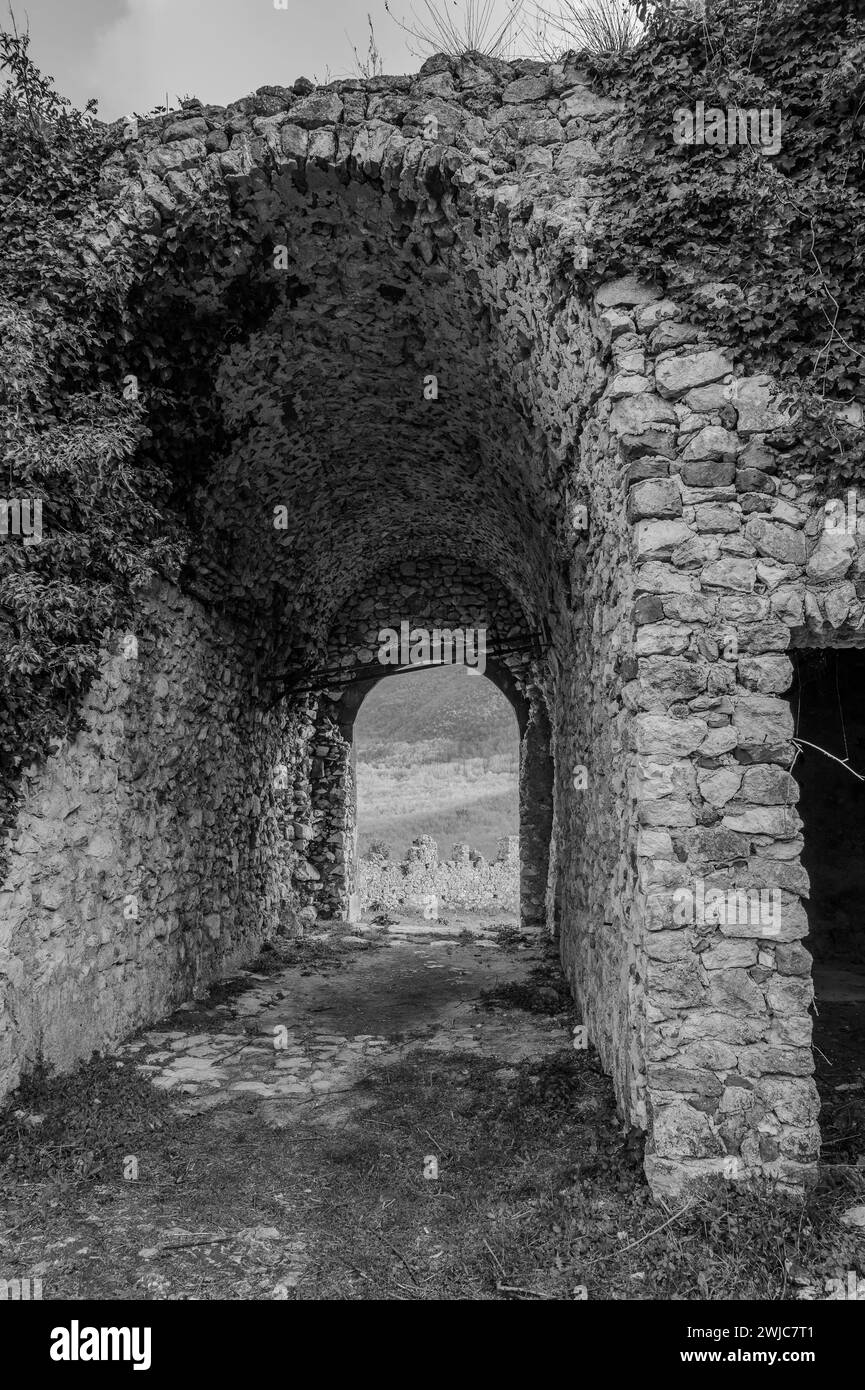 The Avalos castle of Vairano Patenora is a square-shaped building with ...