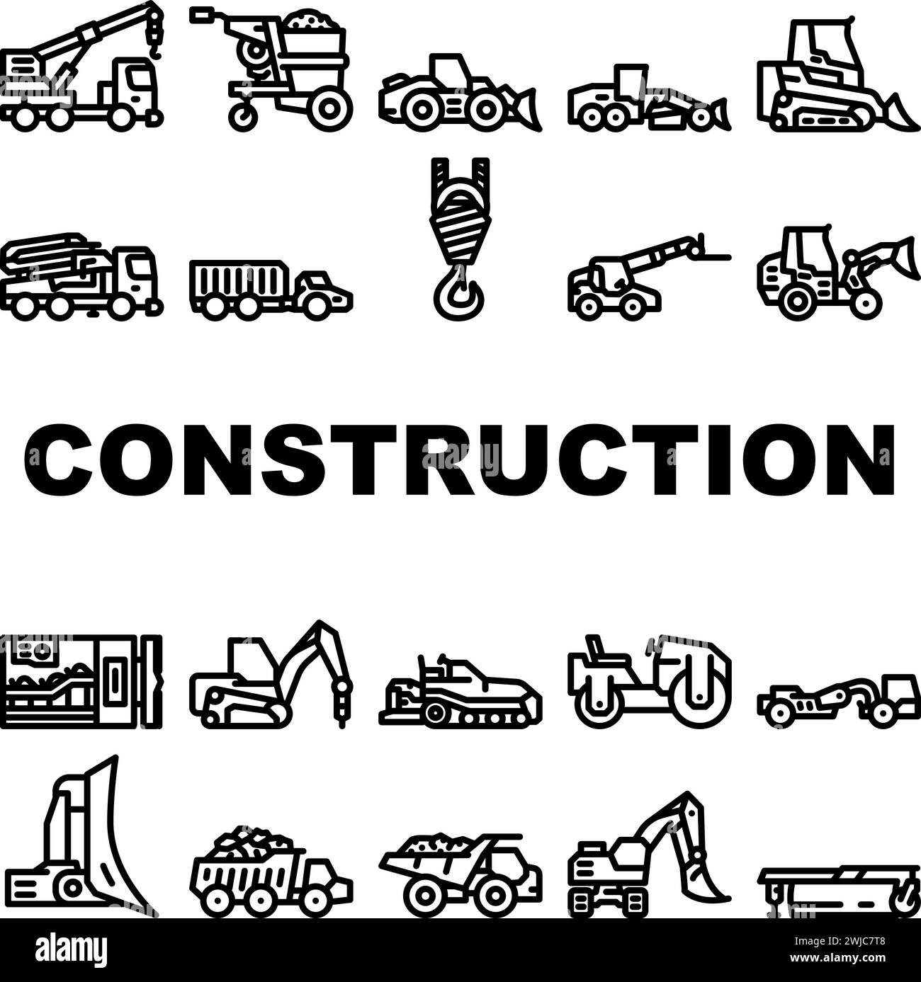 construction vehicle heavy icons set vector Stock Vector Image & Art ...