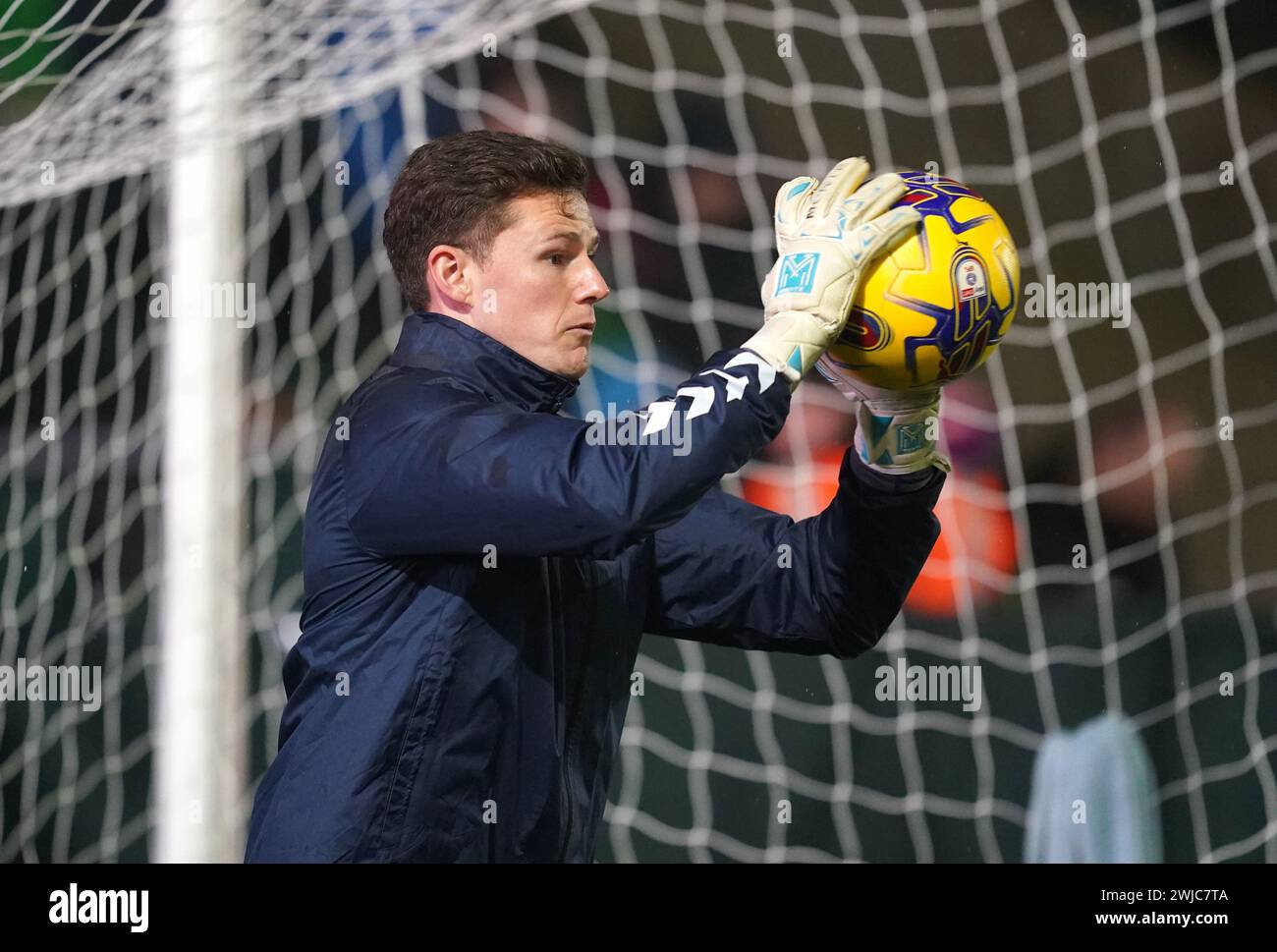 Coventry City goalkeeper Ben Wilson warming up ahead of the Sky Bet ...