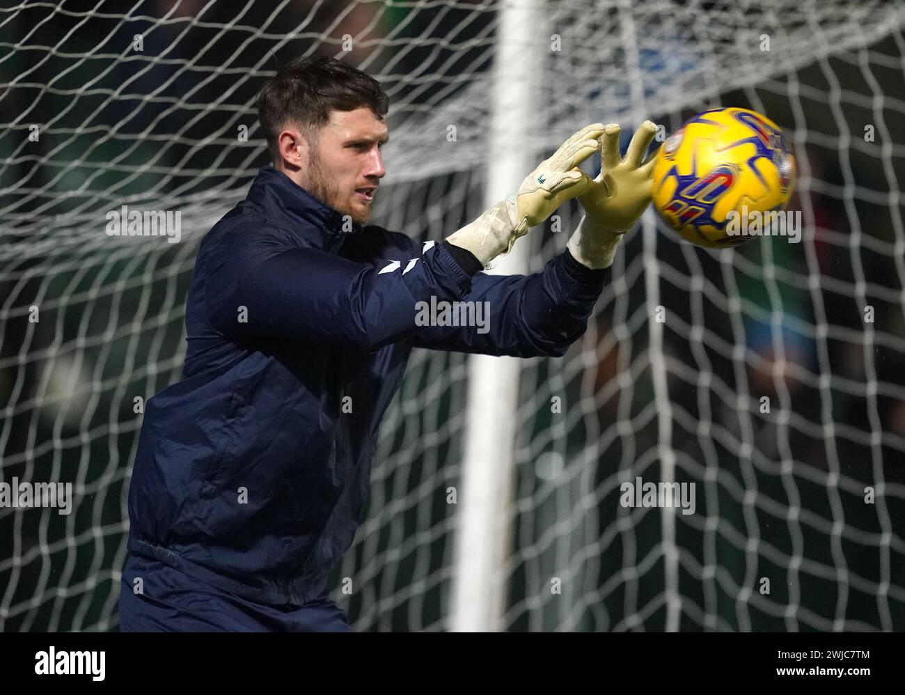 Coventry City goalkeeper Bradley Collins warming up ahead of the Sky ...