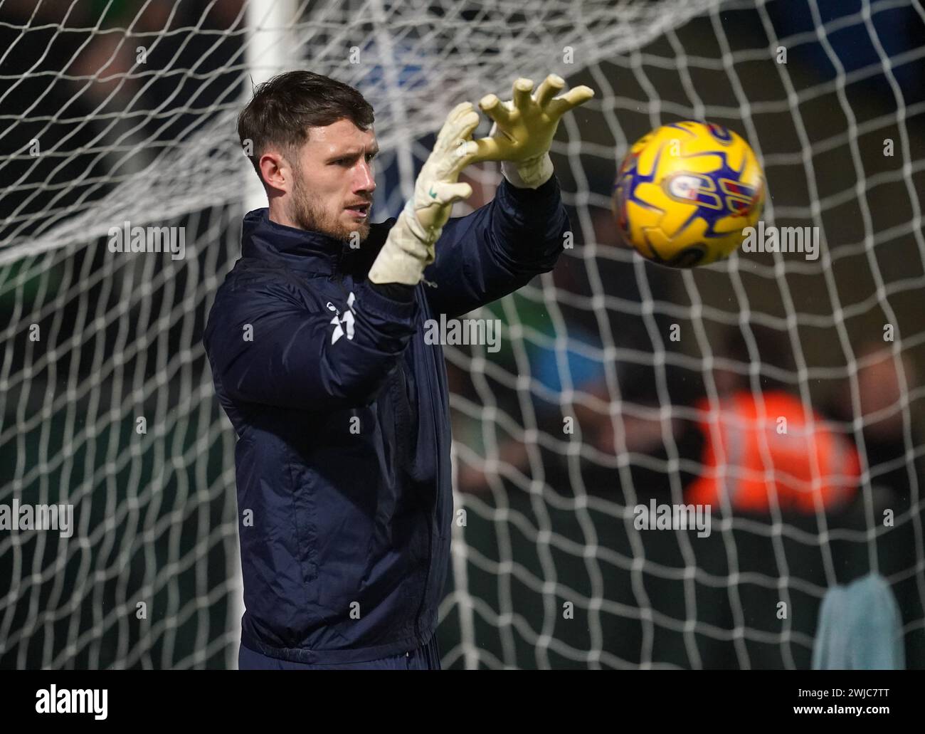 Coventry City goalkeeper Bradley Collins warming up ahead of the Sky ...