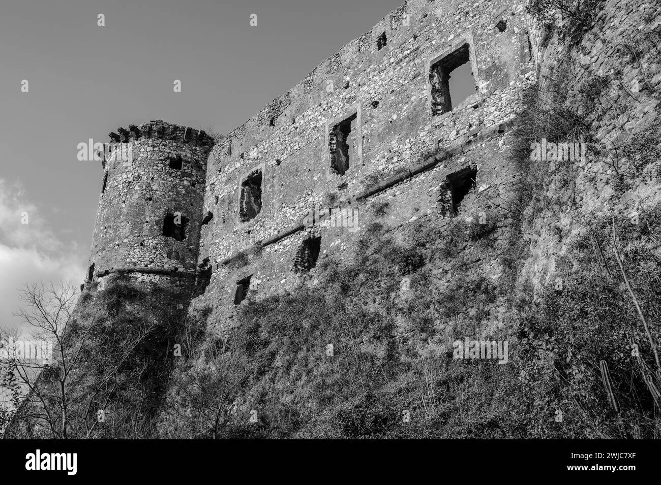 The Avalos castle of Vairano Patenora is a square-shaped building with ...