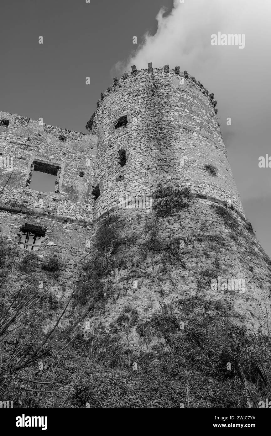 The Avalos castle of Vairano Patenora is a square-shaped building with ...