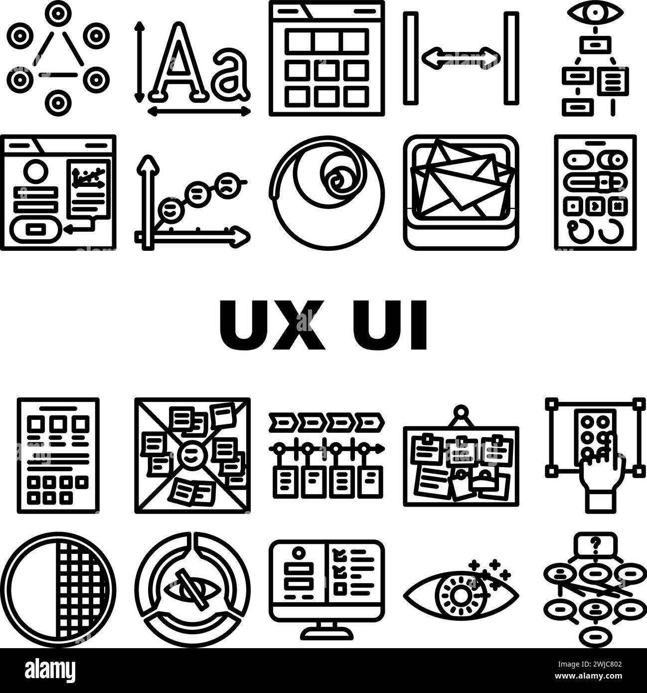 Ux Ui Design App Website Icons Set Vector Stock Vector Image And Art Alamy