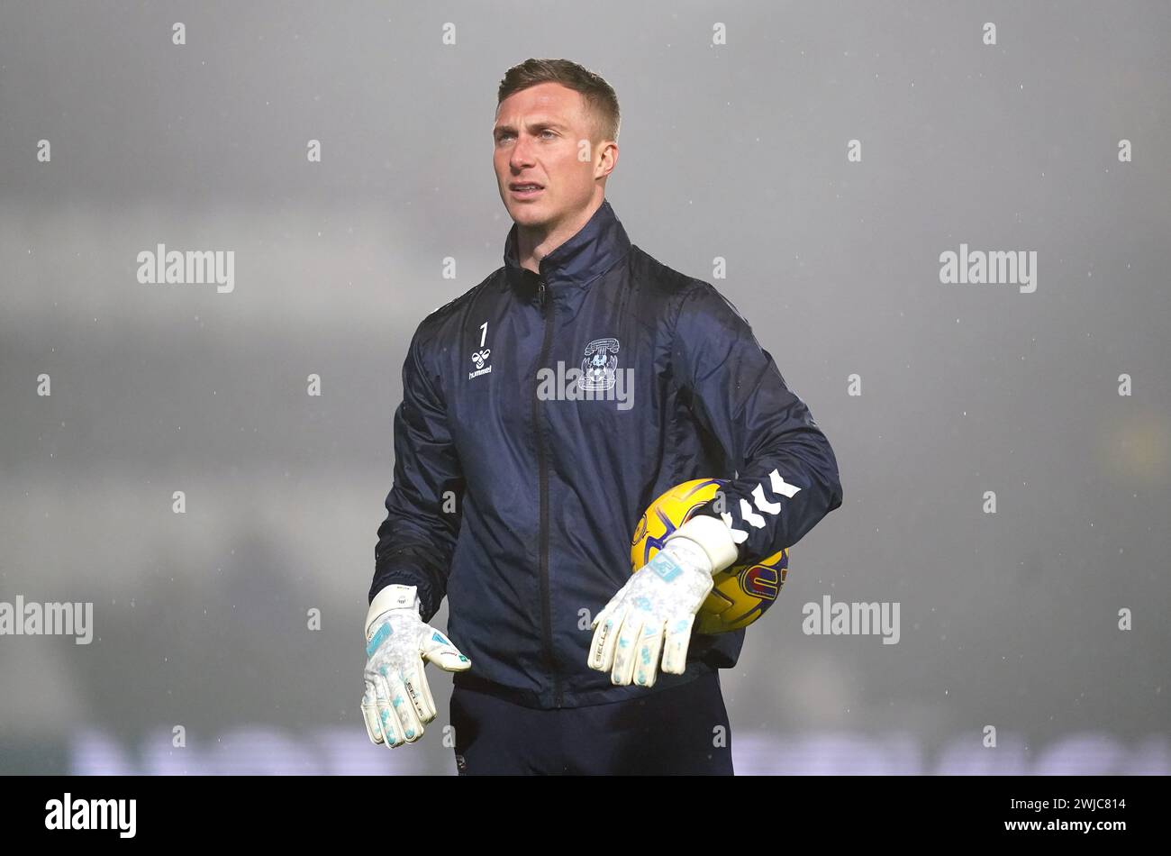 Coventry City goalkeeper Simon Moore warming up ahead of the Sky Bet ...