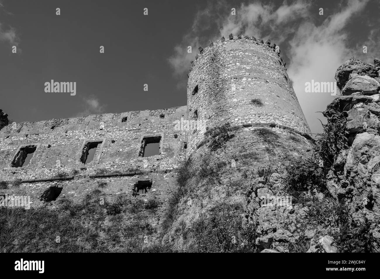 The Avalos castle of Vairano Patenora is a square-shaped building with ...